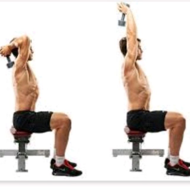 Seated Two Hand Overhead Dumbbell Extension