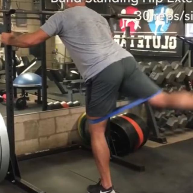 Standing Banded Hip Extension by 💖 P. - Exercise How-to - Skimble