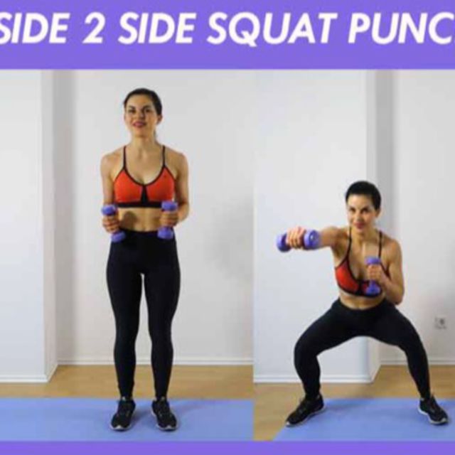 Side 2 Side Squat Punch With DB by Bridgitte Dabrowski - Exercise How ...