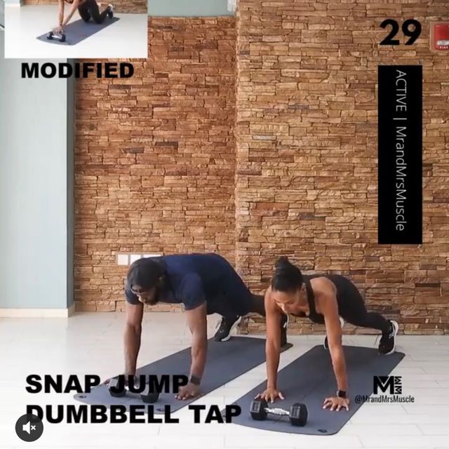 Snap Jump To Dumbbell Tap by Cleo W. - Exercise How-to - Skimble