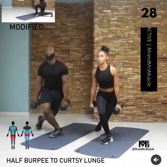Half Burpee To Curtsy Lunge by Cleo W. - Exercise How-to - Skimble