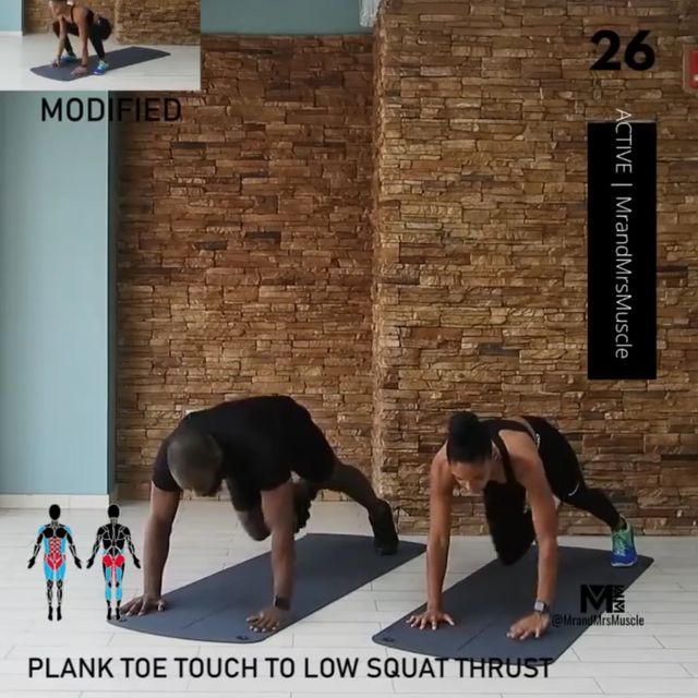 Plank Toe Touch To Low Squat Thrust by Cleo W. - Exercise How-to - Skimble