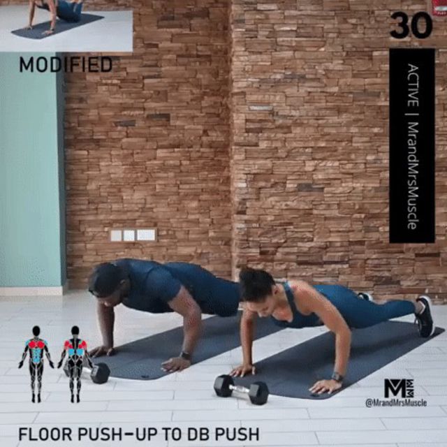 Floor Push Up to DB Push by Cleo W. - Exercise How-to - Skimble