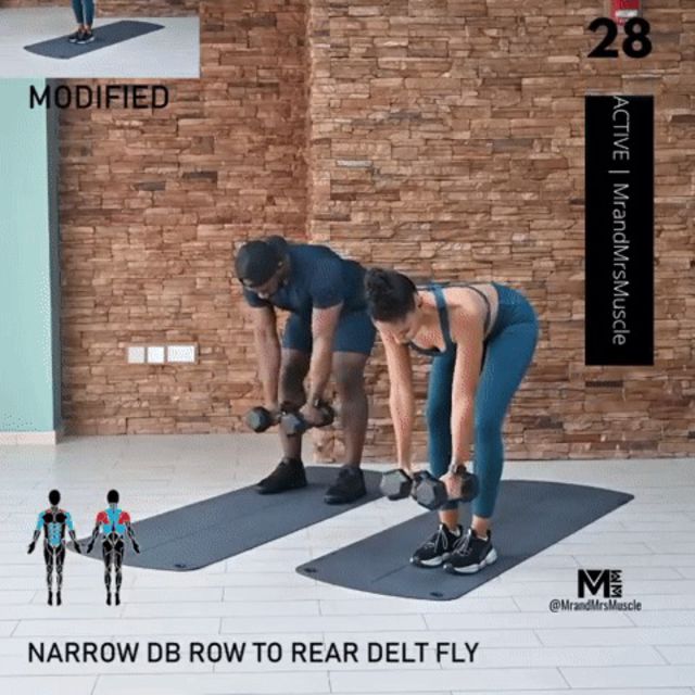 Narrow DB Row to Rear Delt Fly by Cleo W. - Exercise How-to - Skimble