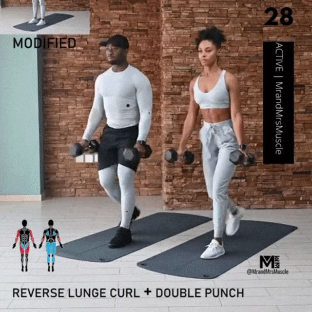Reverse Lunge Curl And Double Punch by Cleo W. - Exercise How-to - Skimble
