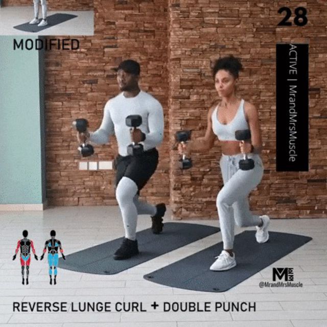 Reverse Lunge Curl And Double Punch by Cleo W. - Exercise How-to - Skimble