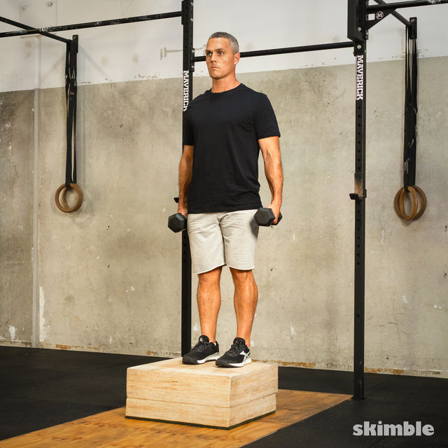 Dumbbell Step-Ups - Exercise How-to - Skimble Workout Trainer