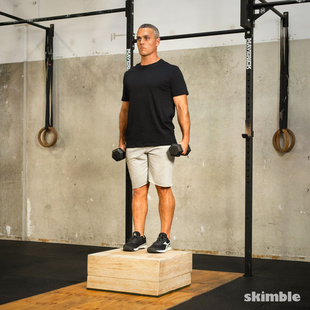 Dumbbell Step-Ups - Exercise How-to - Skimble Workout Trainer