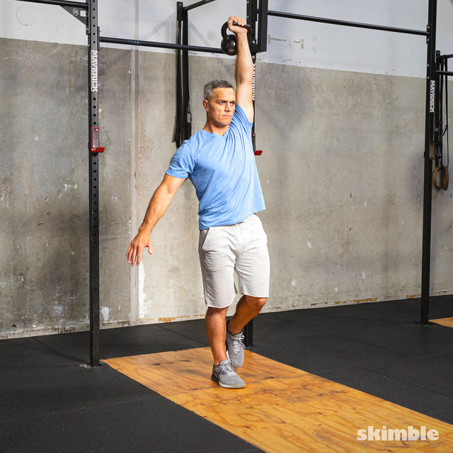 Kettlebell Offset Press on Right Foot - Exercise How-to - Skimble