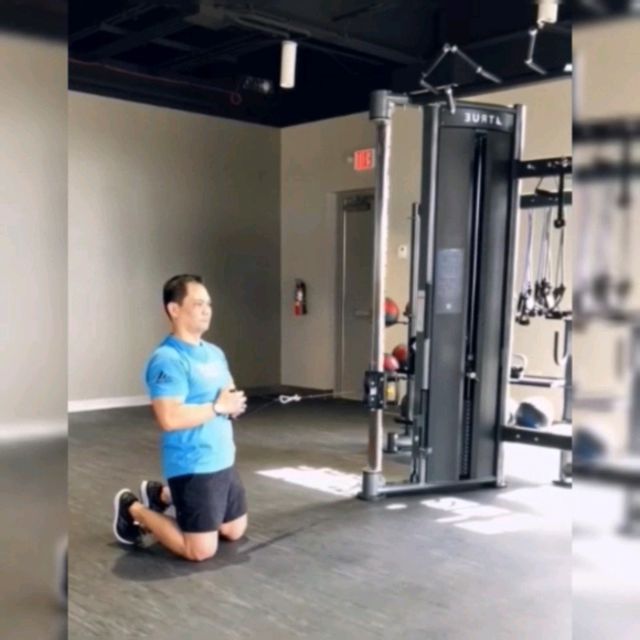 Kneeling core press (left) by Tanya P - Exercise How-to - Skimble