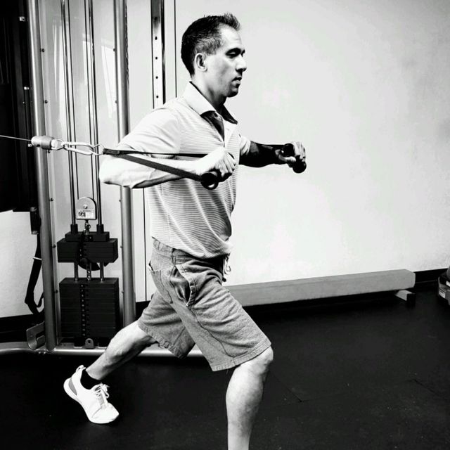 Cable Standing Split Stance Chest Press by Juan Paolo Galvez - Exercise ...