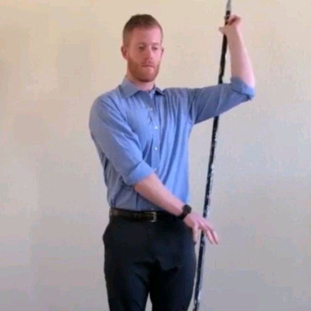 A Standing Dowel ER Stretch - 90 Abd (left) by Tanya P. - Exercise How ...