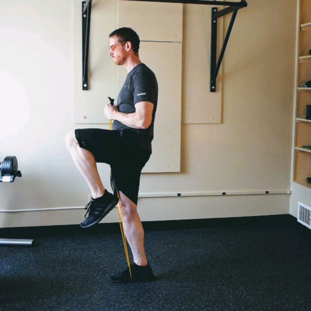 Toe Tap To Knee Up With Band by Patrick9 Morrisey - Exercise How-to ...