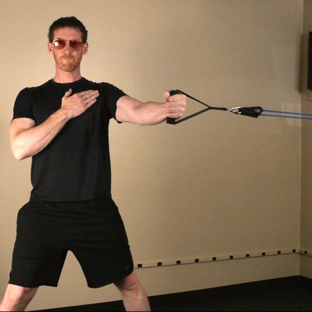 Left Arm Standing Band Pec Fly by Patrick9 Morrisey - Exercise How-to ...
