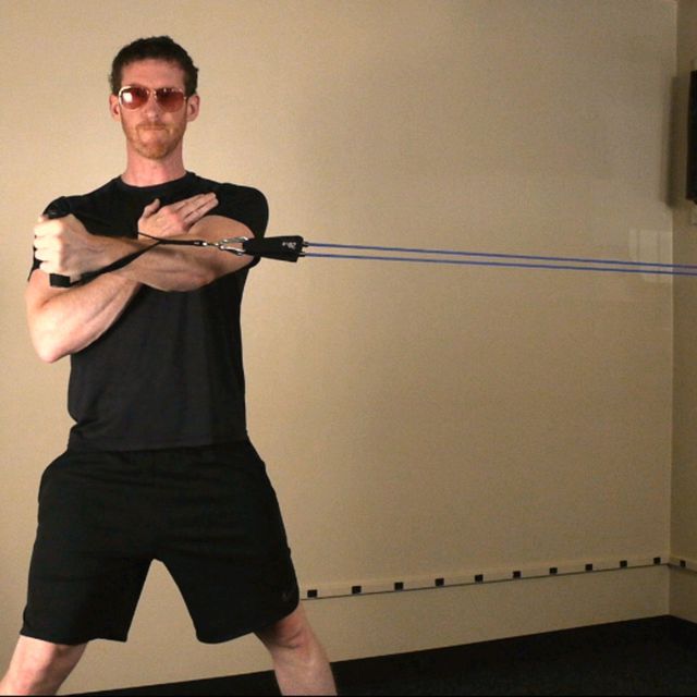 Left Arm Standing Band Pec Fly by Patrick9 Morrisey - Exercise How-to ...