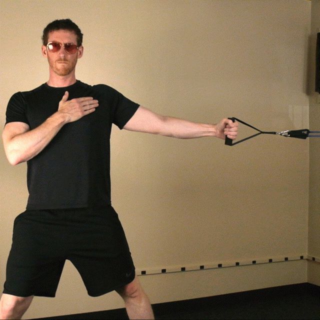 Left Arm Standing Band Pec Fly by Patrick9 Morrisey - Exercise How-to ...