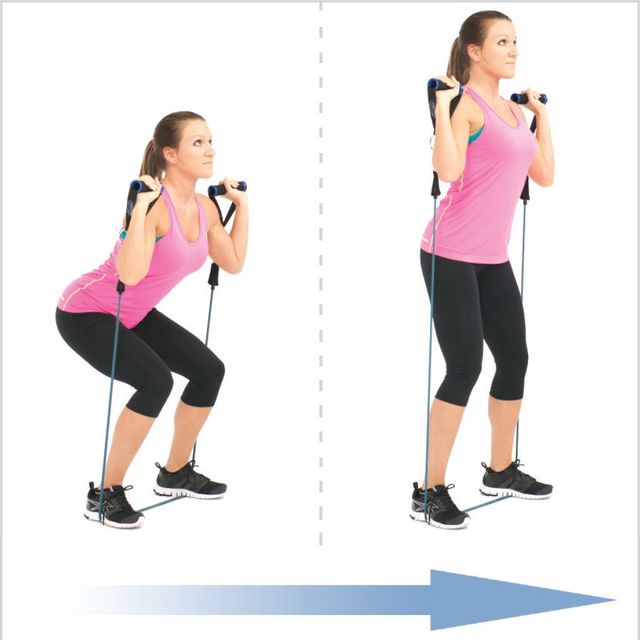 Squats With Tube Bands by Mz Coffee - Exercise How-to - Skimble