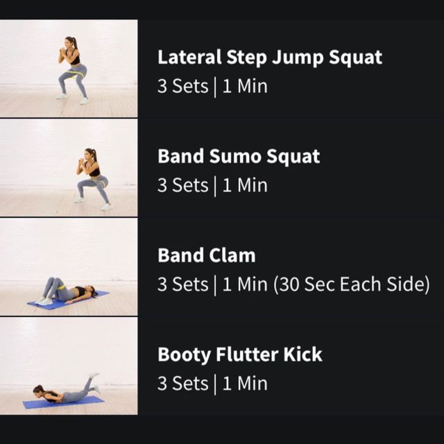 Lateral Step Squat Jump-Band Sumo Squat -band Clam -booty Flutter Kick ...