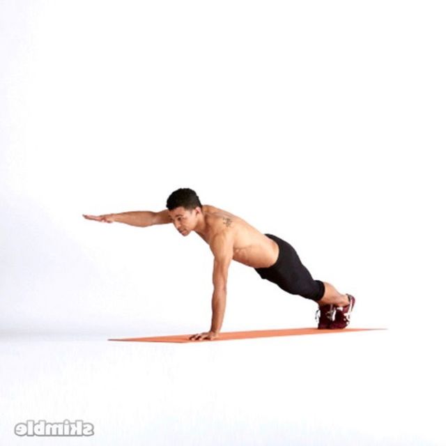 Plank with R Arm Lift por Brian Fallon - Ejercicio Cómo hacerlo - Skimble