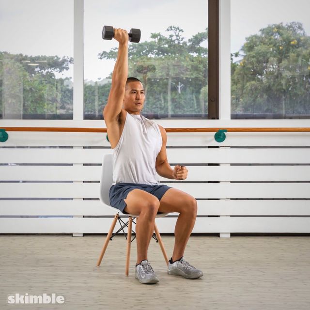 One Arm Seated Curl And Press (R) by Ömer Köseoğlu - Exercise How-to ...