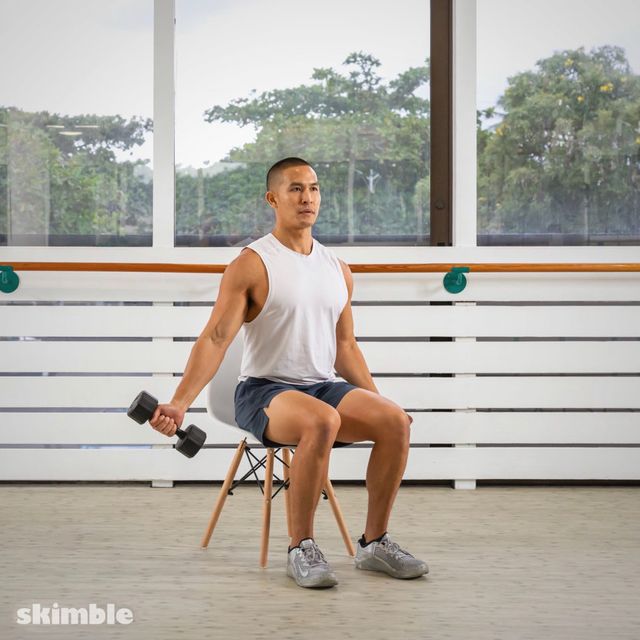 One Arm Seated Lateral Raise (R) by Ömer Köseoğlu - Exercise How-to ...