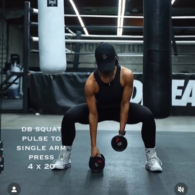 Dumbbell Squat Pulse To Single Arm Press by Deanna B. - Exercise How-to ...