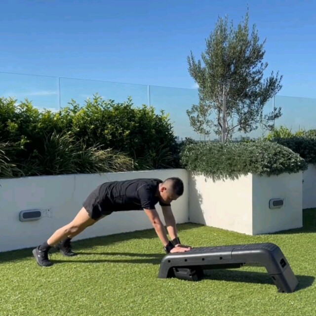 Bench Staggered Push Up by Tara L. - Exercise How-to - Skimble