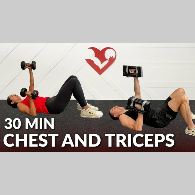30 Min Dumbbell Chest Workout at Home - Chest and Triceps Exercises ...