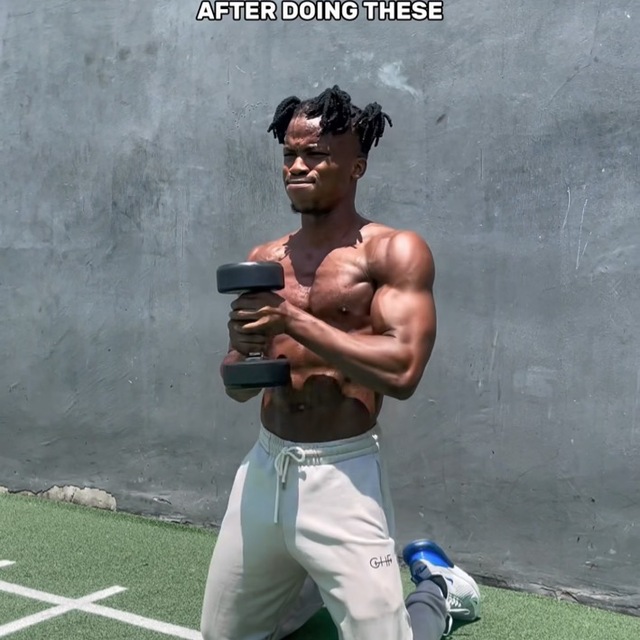 Kneeling Dumbbell Front To Side Chest Press by Deanna B. - Exercise How ...