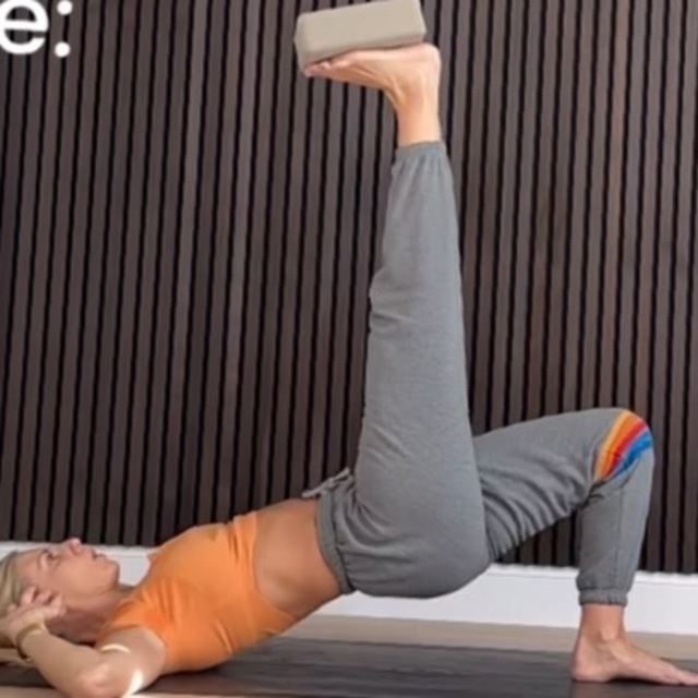 One Leg Straight Up Balance Block On Foot Raise Bum Up Off The Floor ...