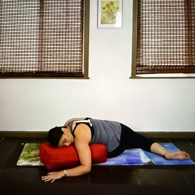 Left Side Bolster Stretch by James Cummings - Exercise How-to - Skimble