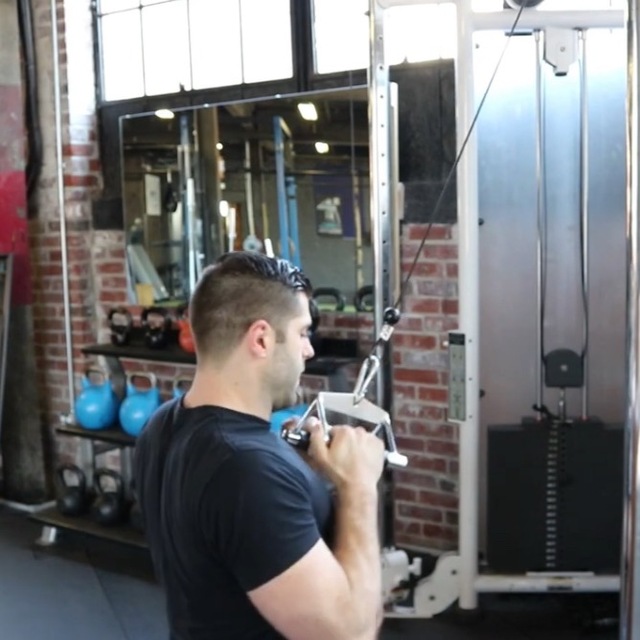 Cable Chest Pull Down In Squat by Gabi Wolosik - Exercise How-to - Skimble