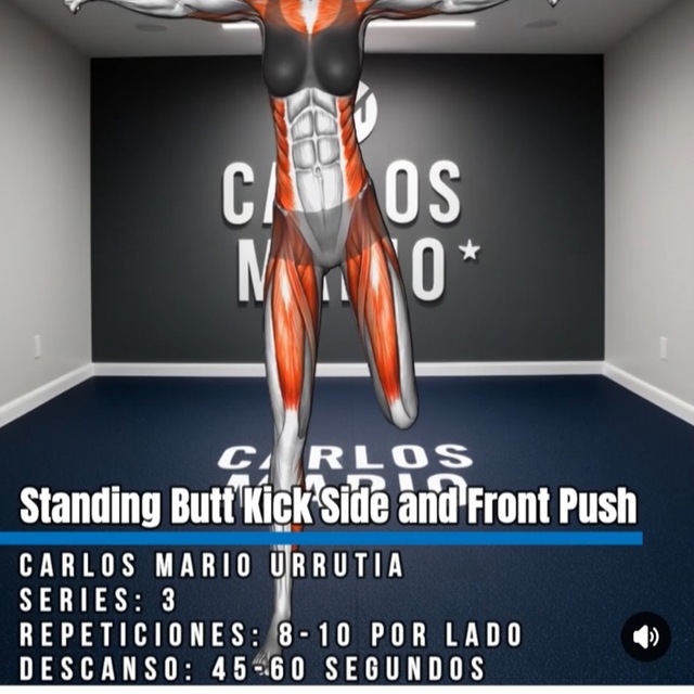 Standing Butt Kick Side In Front Push by Suellen Pinney - Exercise How ...