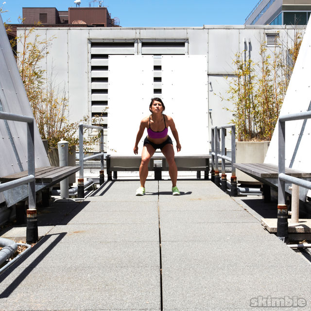 Traveling Squat Hops - Exercise How-to - Skimble Workout Trainer