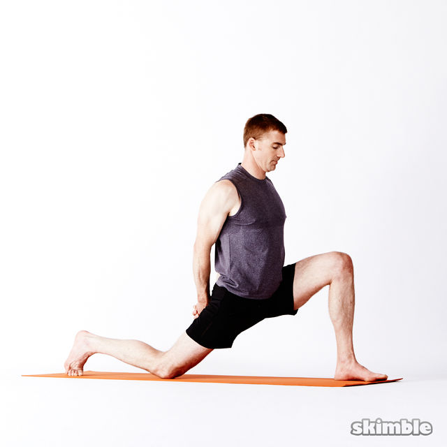 Left Low Lunge with Clasped Hands - Exercise How-to - Skimble