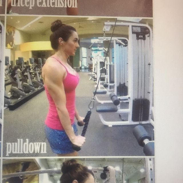 Cable Tricep pull down by Morgan Elliott - Exercise How-to - Skimble